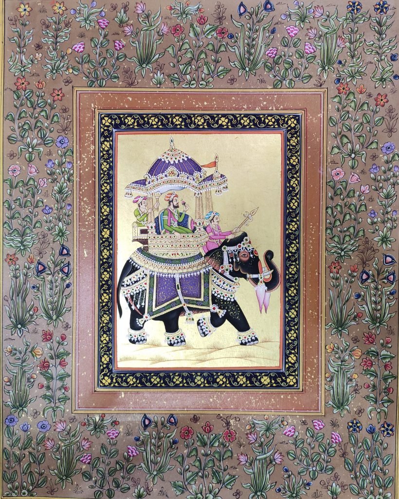 Rajasthani Miniature Painting - Handmade Ambari Elephant On Rice Paper ...